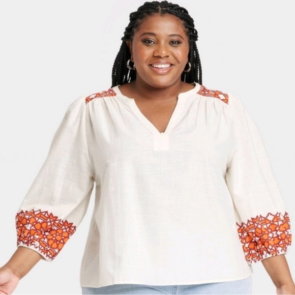 Knox Rose | Tops | Womens Plus Size Balloon 34 Sleeve Woven Top Knox ...